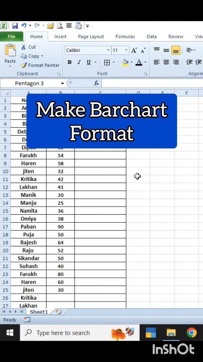 How to make Barchart in Excel Tips and tricks #exceltutorial #excel #shorts #trendingshorts ...