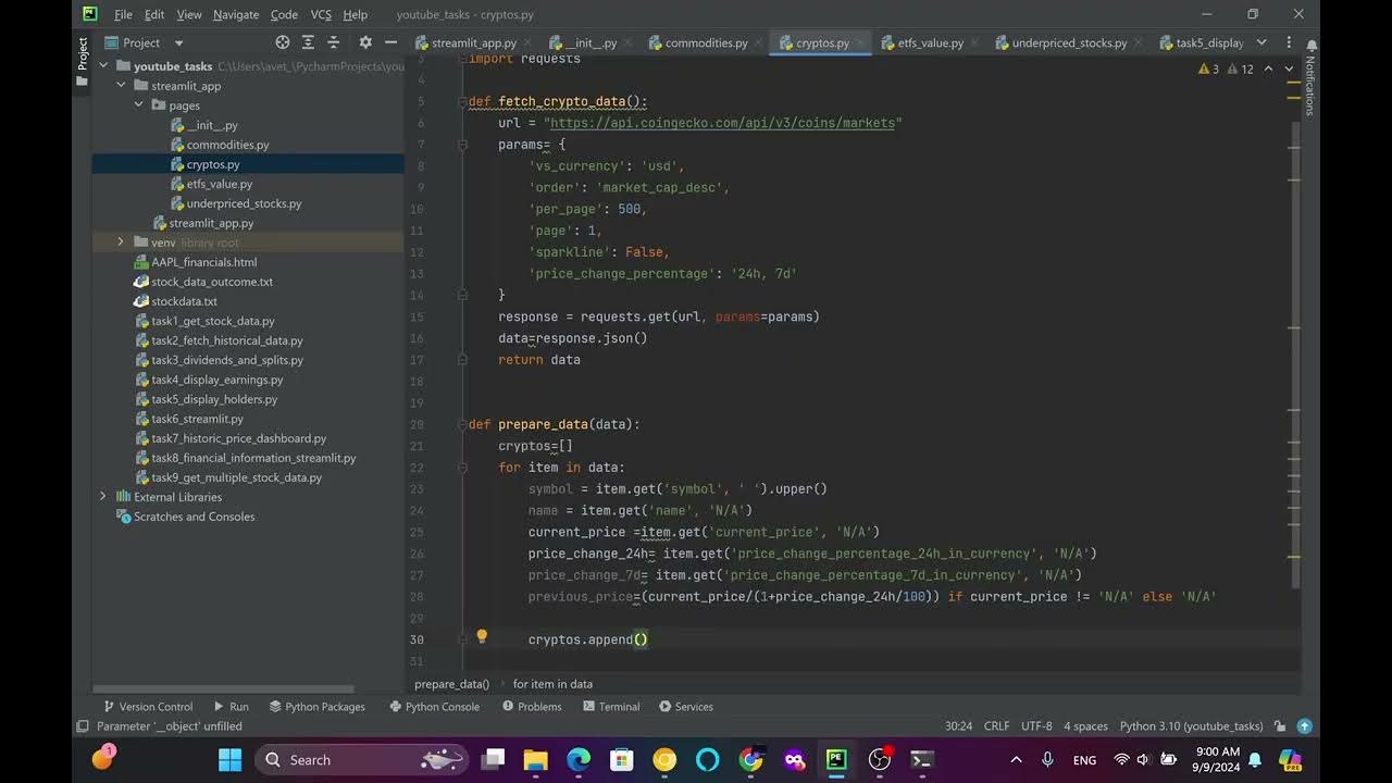 Streamlit financial data dashboard: Part 3: Cryptos - YouTube