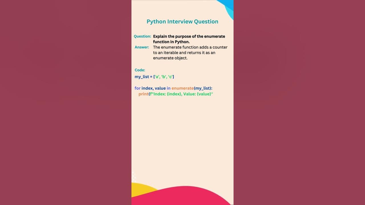 Enumerate Function In Python Python Coding Quiz Education Questionanswer Techcheatsheet