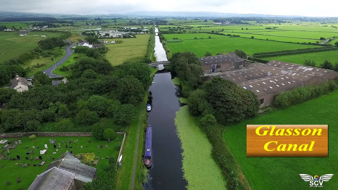 Aerial video of Glasson to Lancaster canal. Boats and Kayaks. - YouTube