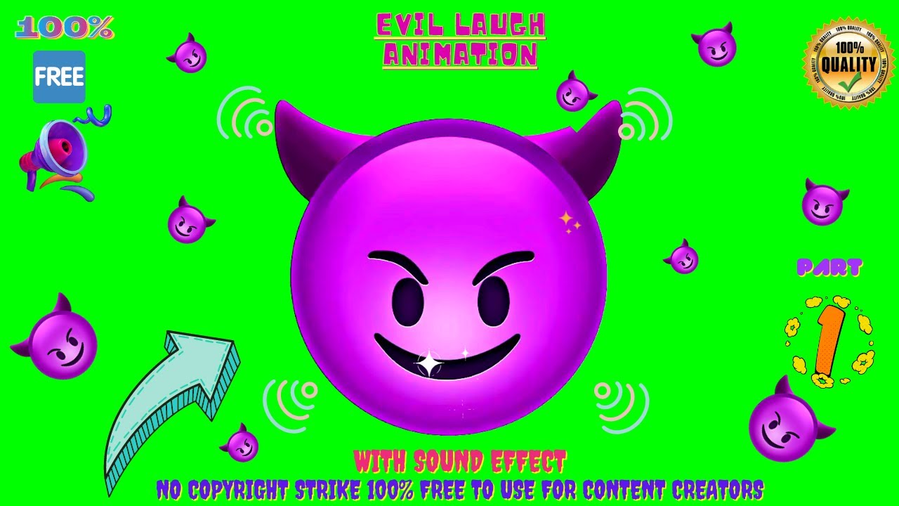 Evil Laugh😈 Face Animation With Sound Effect🔊No Copyright Strike ️100 ...
