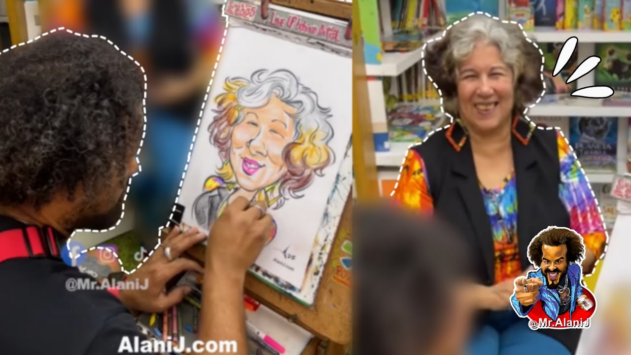 Alicia Baroni, cantautora dominicana de dibuja su caricatura con Alani ...