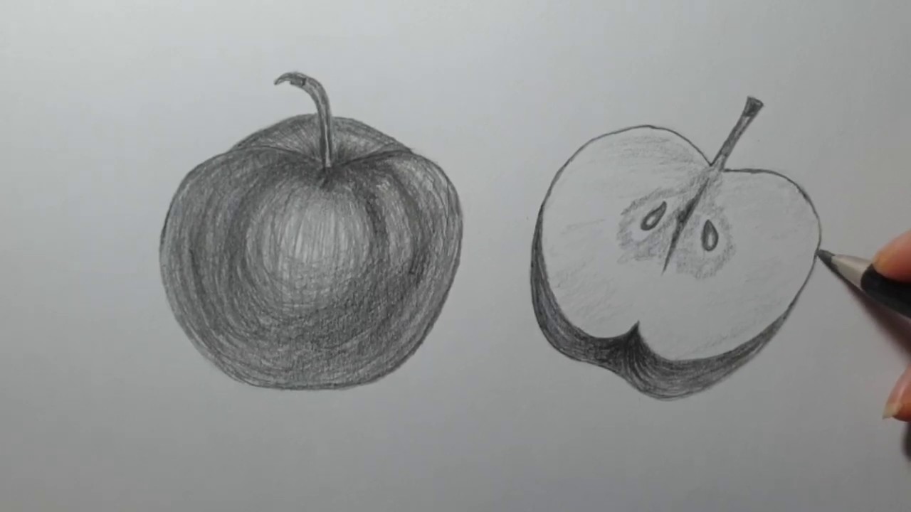 How to draw apples with pencil (very easy) - YouTube