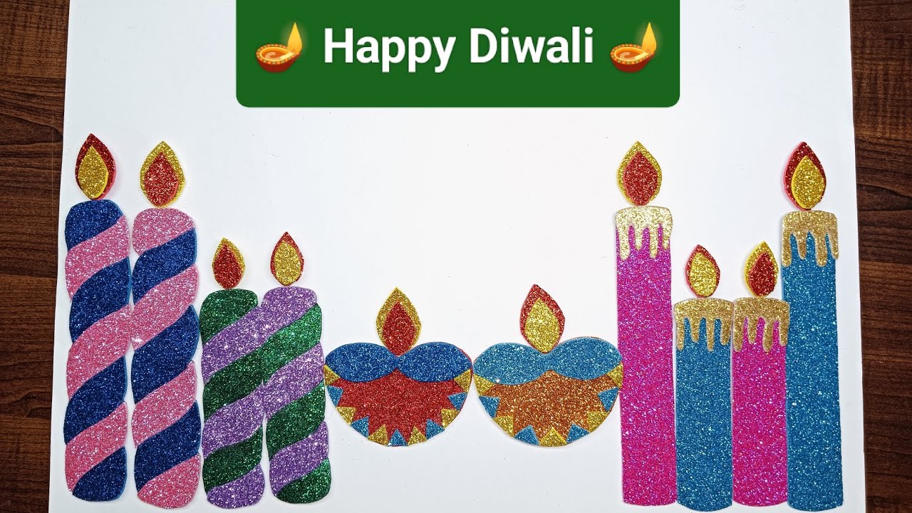 How To Make Diwali Glitter Sheet Candle 🕯️ Diya 🪔 Craft Activity # ...