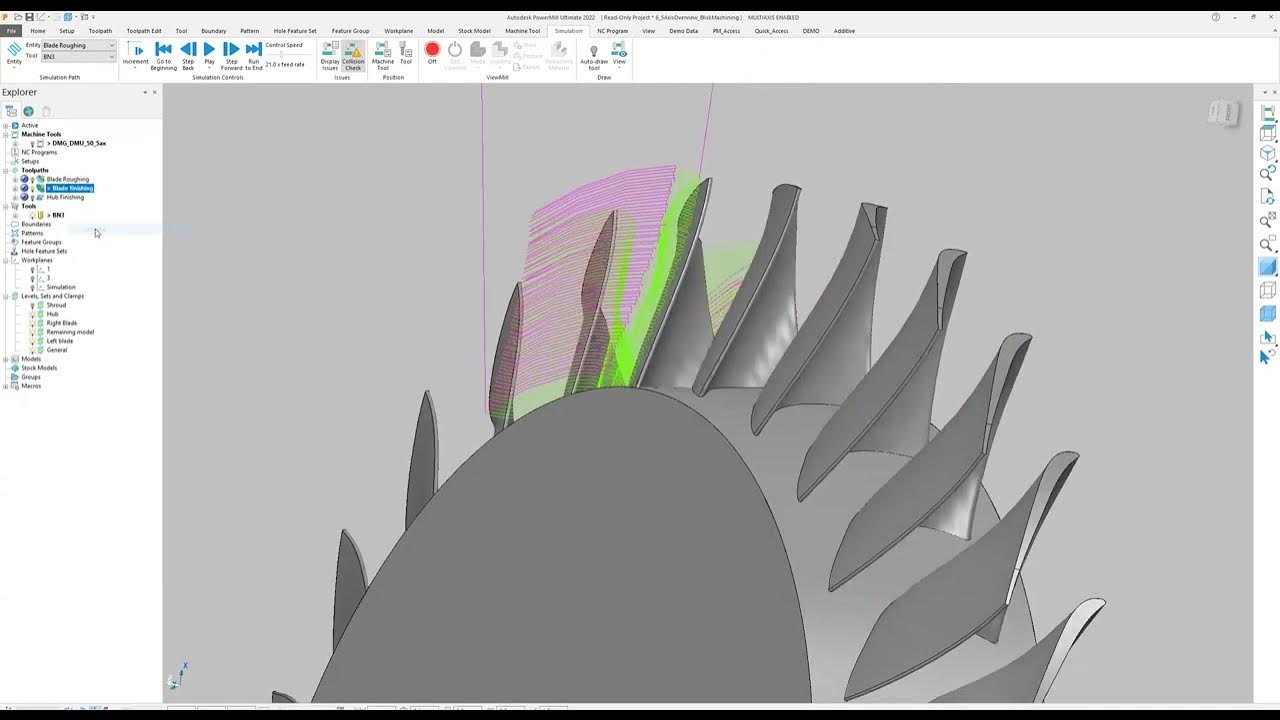 PowerMill 4th axis BBI Toolpath - YouTube