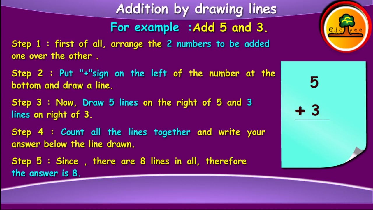 ttdsoft edutree UKG maths Addition by drawing lines - YouTube