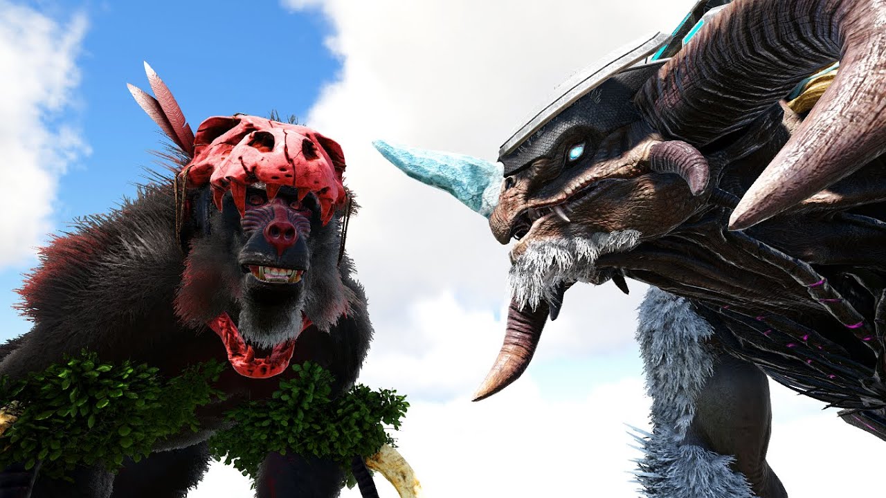 DINOPITHECUS KING (5x/Alpha) vs. ICE and FOREST TITAN | ARK Dino Battle ...