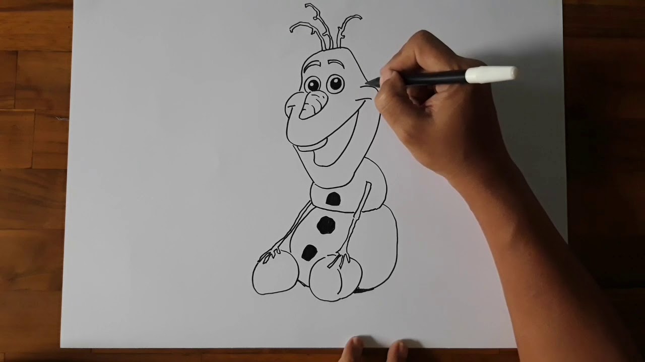 MENGGAMBAR BONEKA SALJU OLAF (How to draw the OLAF) - YouTube