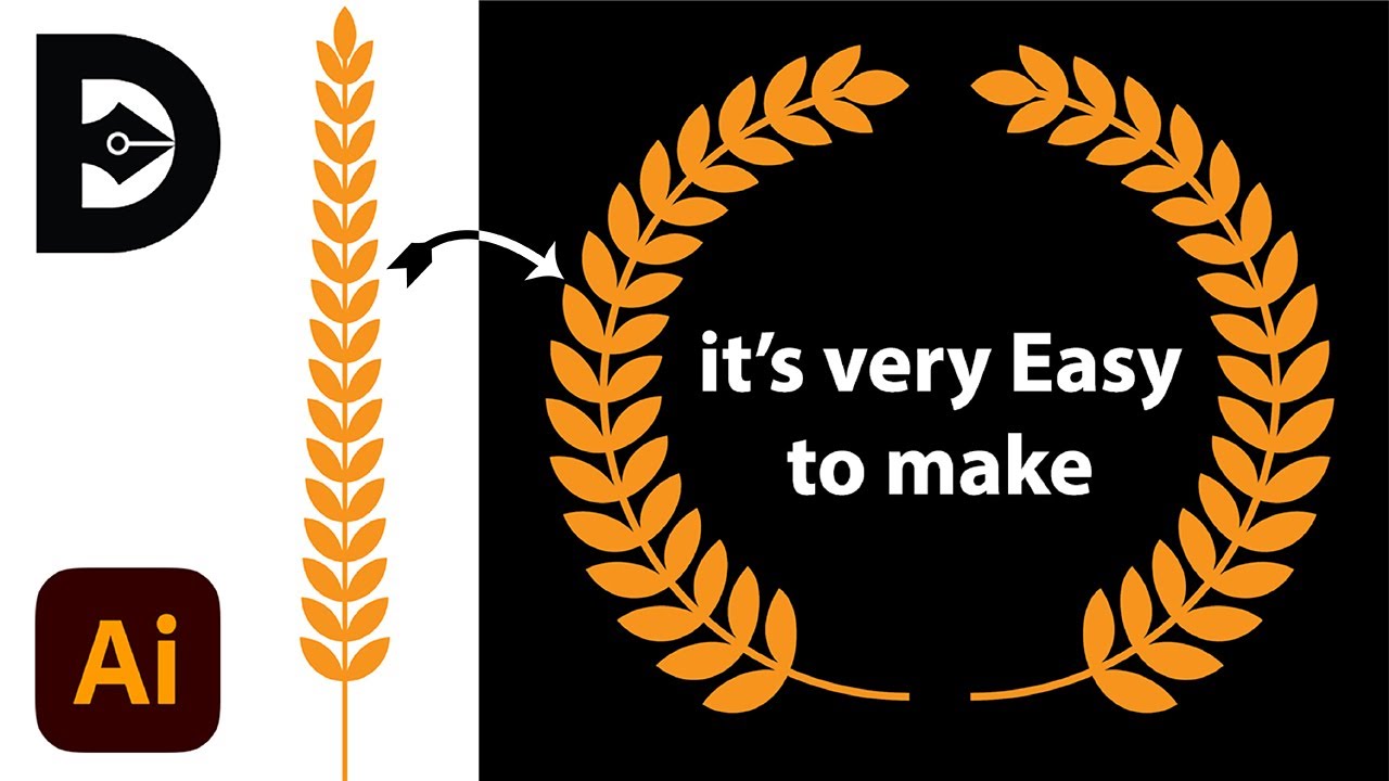 laurel design in adobe illustrator it's very easy design - YouTube