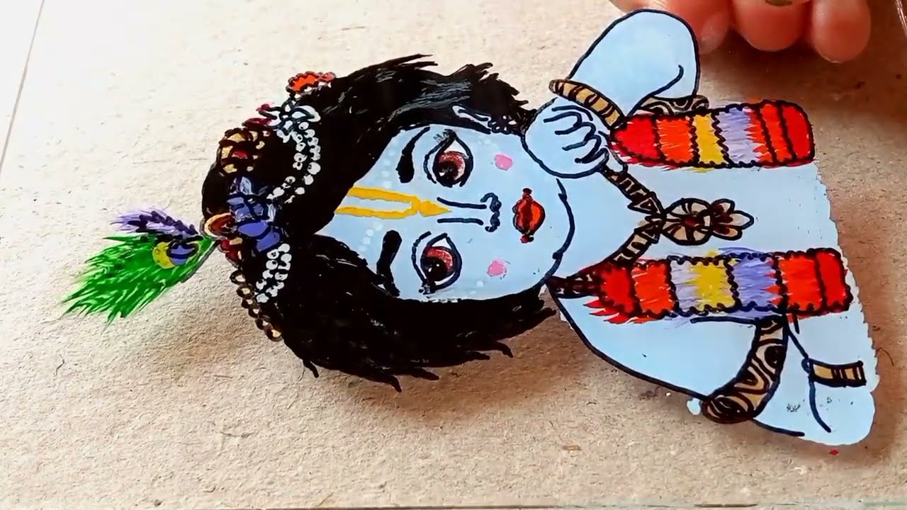 Best & Easy Cute Krishna Painting on Glass | Little Krishna Glass ...