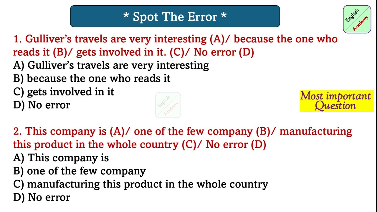 Spotting Errors practice set 5 #eenglishacademybydeepakkr. #ssc # ...
