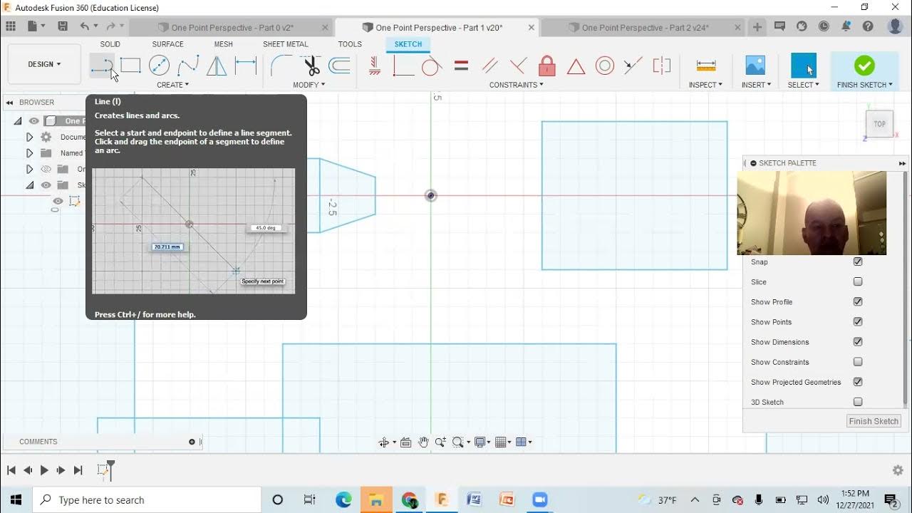 1 Point Perspective Boxes Fusion 360 - YouTube