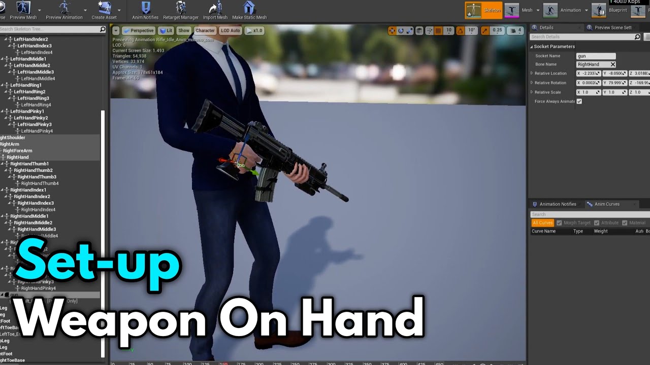 Setup Weapon On Hand Basic and Easy UE4 | 4.27.2 Weapon On Hand Setup ...