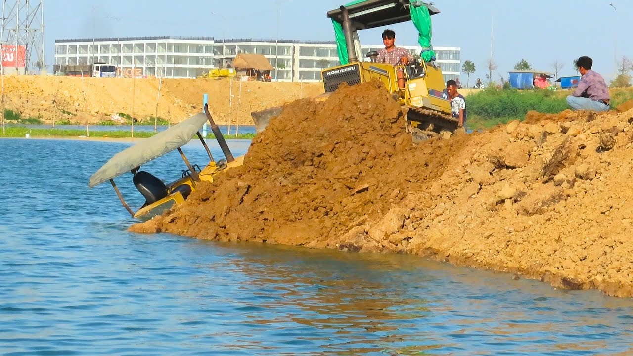 New Amazing! Rescue Bulldozer Stuck Deep In Water By 2 Dozer With 5-Ton ...