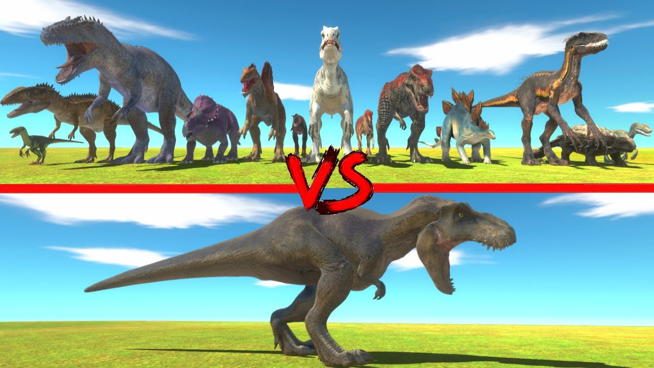 New T-rex in Battle with All Dinosaurs - Animal Revolt Battle Simulator ...