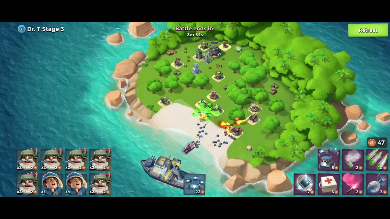 Boom beach Doctor T vs Cpt. Everspark - YouTube