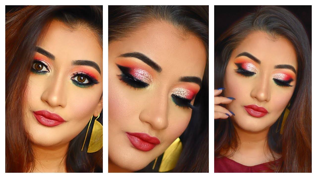 #IndianPartyMakeup #GlitterEyeMakeup Indian Wedding/Party Guest Makeup ...