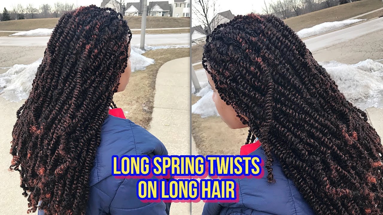 LONG SPRING TWISTS ON LONG NATURAL HAIR - YouTube