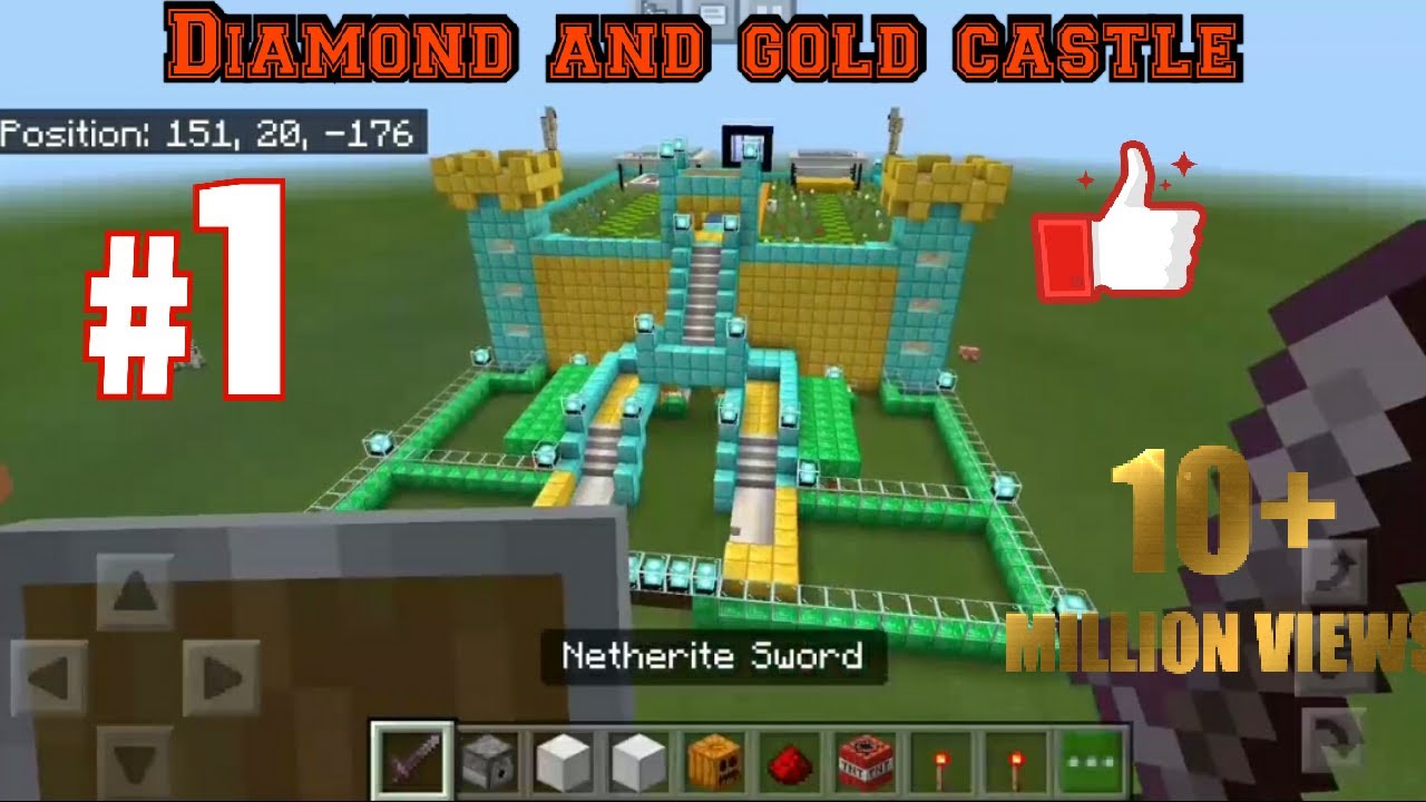 Minecraft : create a diamond and gold blocks castle | how to make ...