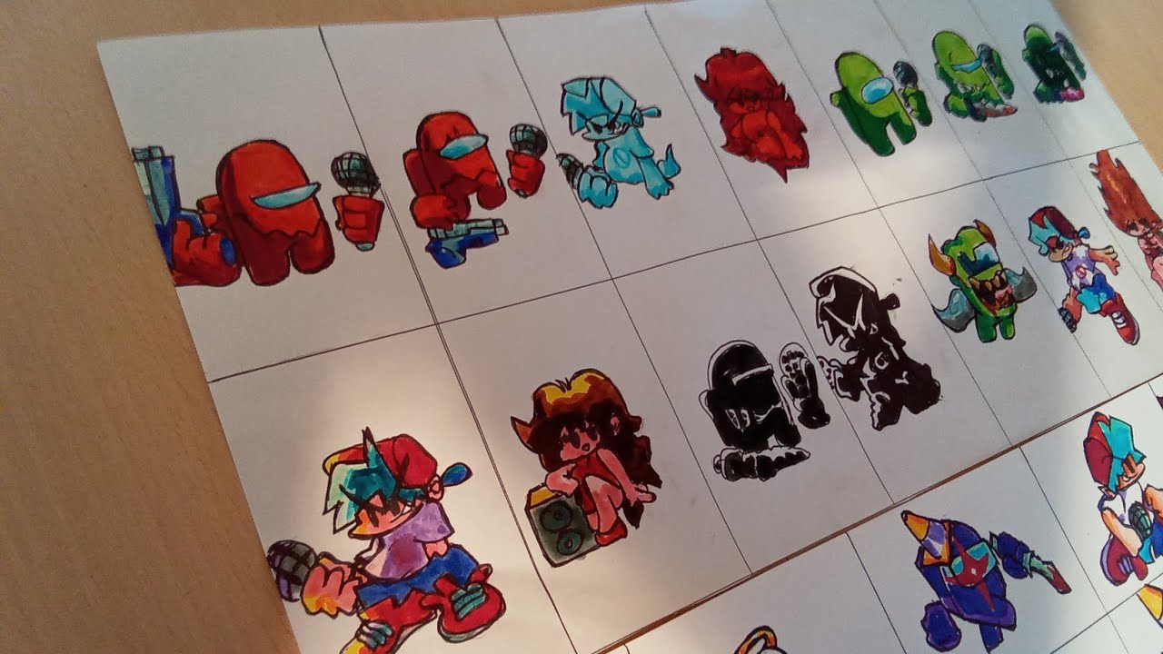 drawing fnf vs impostor v4 week 1-7 by kid's Light - YouTube