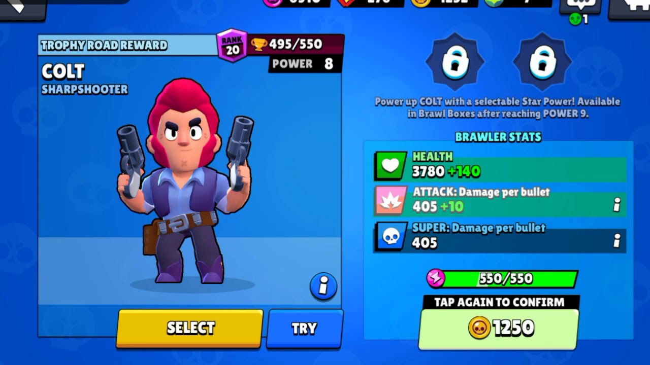 BrawlStars Colt power 9 - YouTube