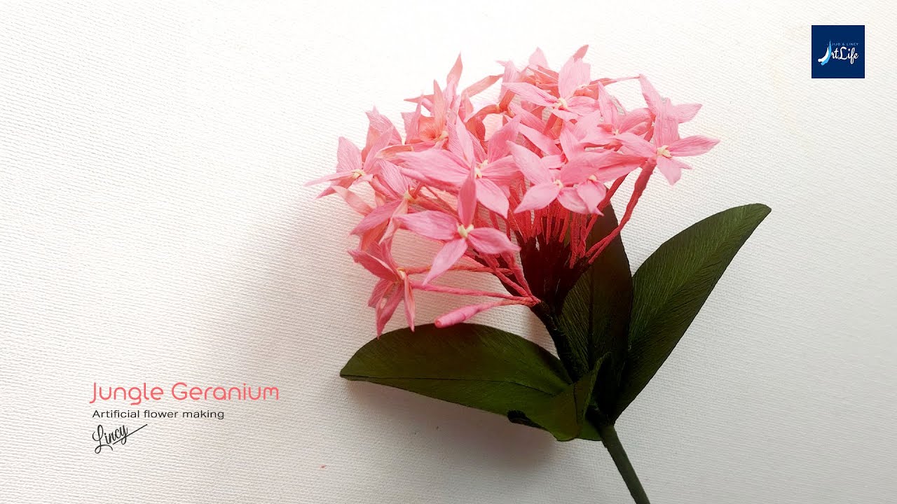 Jungle Geranium | Crepe paper flower making | Realistic flower making ...