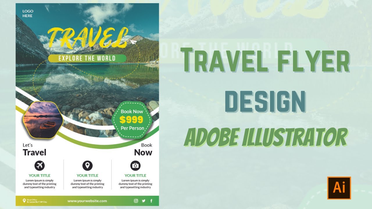 How to design Travel Agency Poster in Illustrator | Adobe Illustrator ...