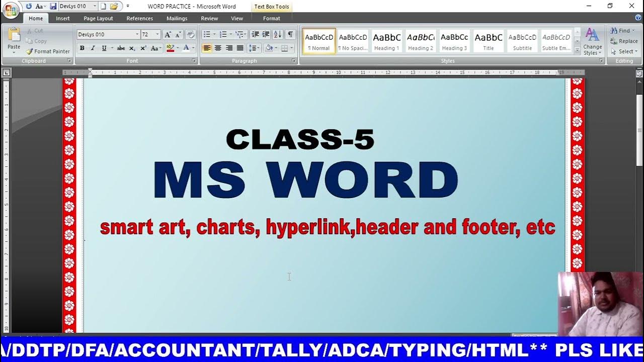 MS WORD CLASS 5 | COMPLETE INSERT TAB IN MS WORD | HYPERLINK | HEADER AND FOOTER | WORD ME ...