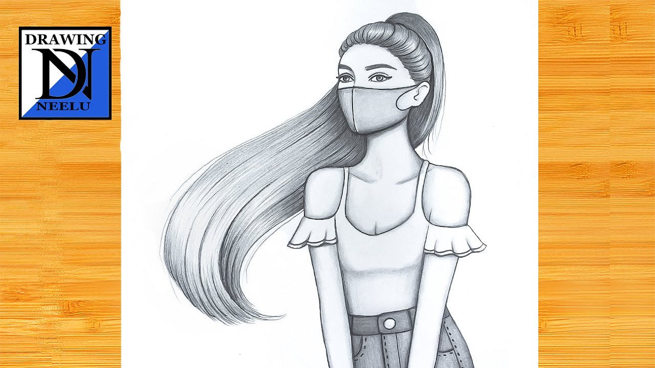 How to draw Beautiful Girl wearing Mask || Pencil sketch for beginner ...