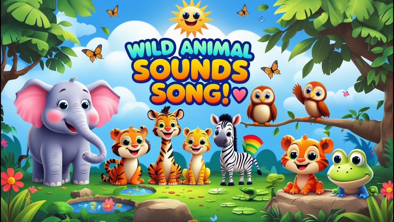 Wild Animal Sounds for Kids | Fun Animal Names & Noises Nursery Rhyme ...