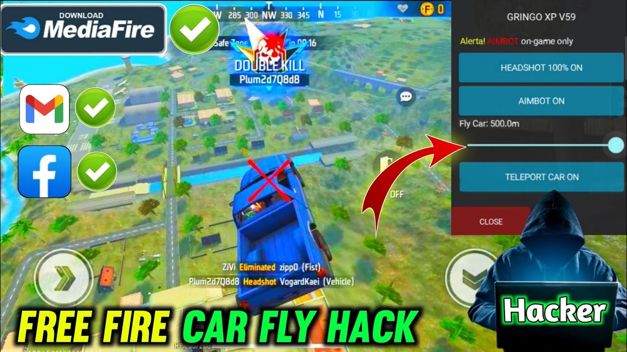 Free Fire Hack 🔥 FF hack mode Menu download || Car Fly Hack - YouTube