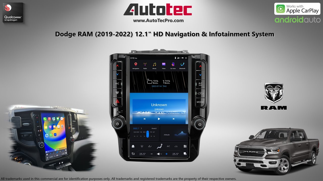 Dodge RAM 5th Gen. (2019 - 2023) 12" HD IPS Tesla Infotainment GPS ...