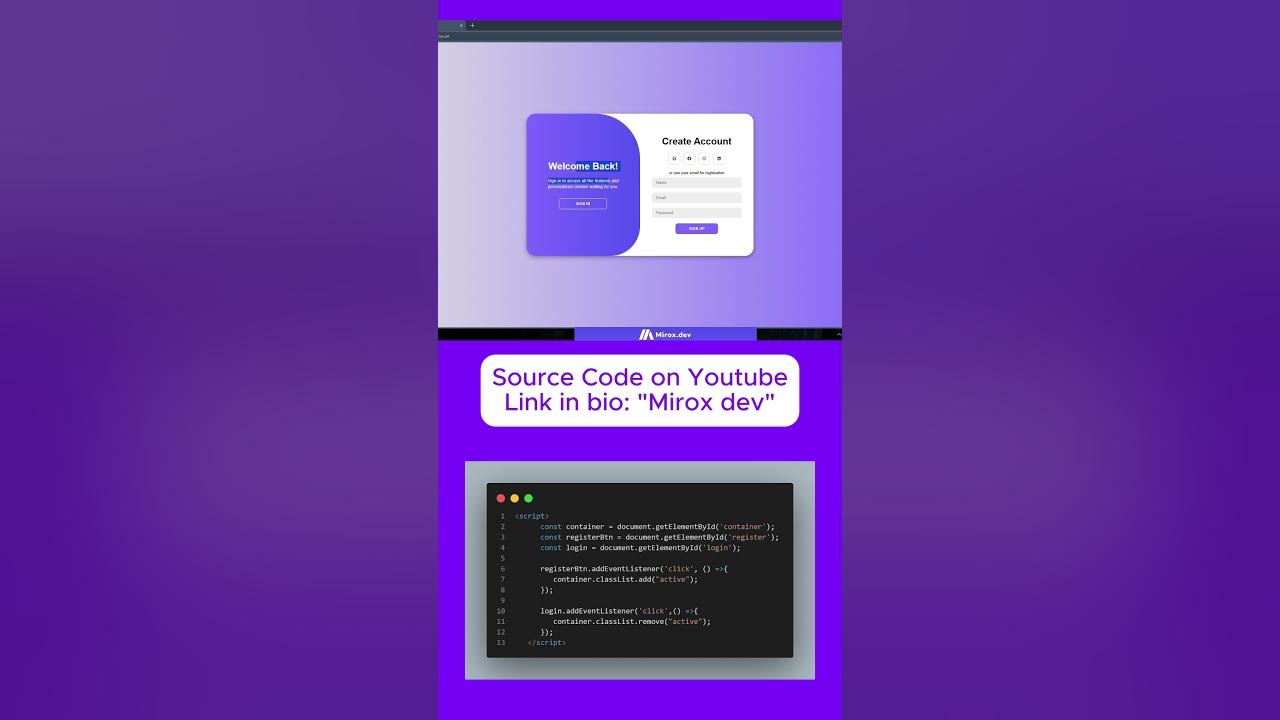 How to Create a Complete Signup and Signin Page Using Html CSS & JavaScript #animation #coding ...
