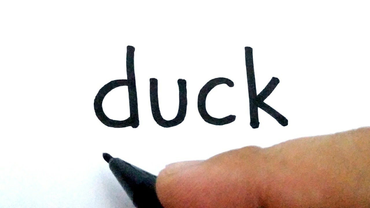 VERY EASY, How to turn words DUCK into cartoon for kids - YouTube