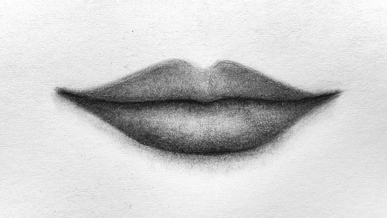 simply drawing of lips / shading lips - YouTube