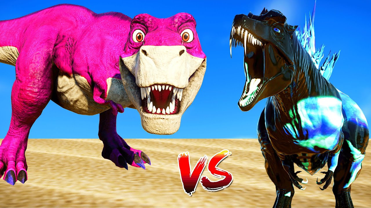 Pink Chomper vs Ice Godzilla, Omega09 TREX Dinosaurs Fight - Jurassic ...