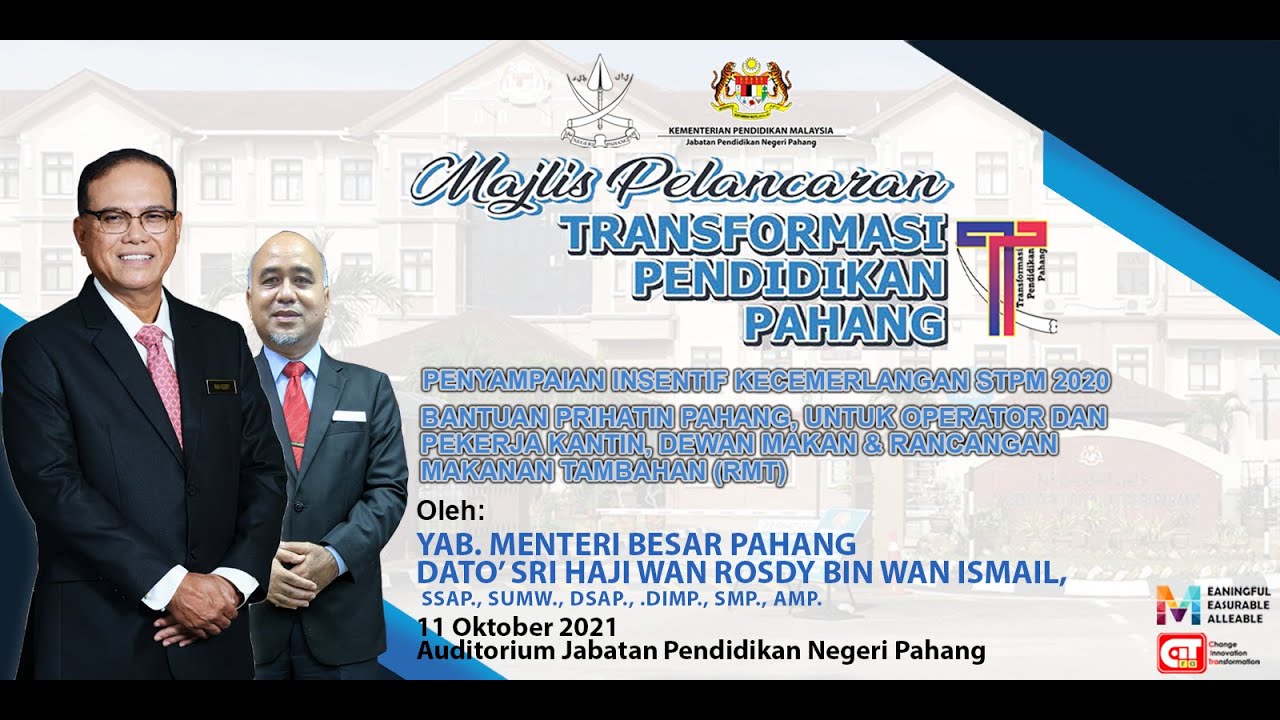 MAJLIS PERASMIAN TRASFORMASI PENDIDIKAN PAHANG (TPP) - YouTube