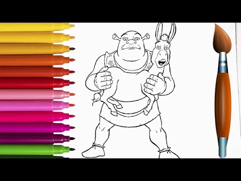 How To Color Shrek And Donkey | Coloring for kids and toddlers ...