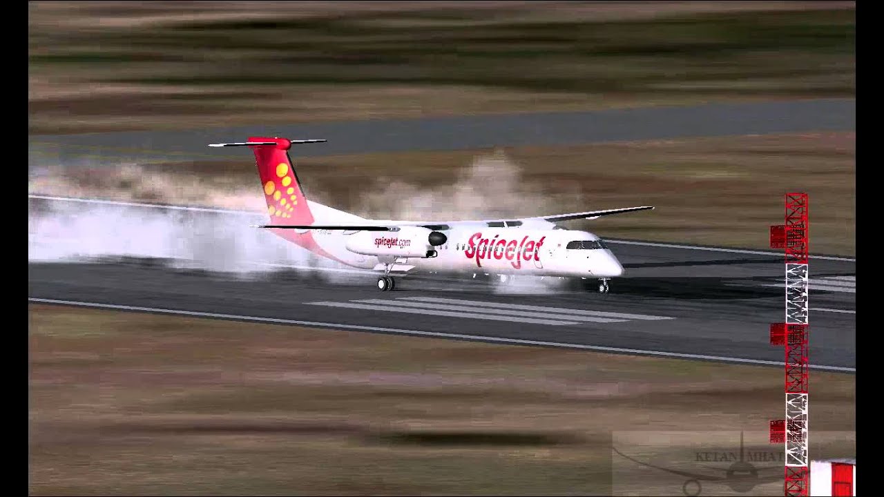 SpiceJet Q400 Hard Landing - FSX - YouTube