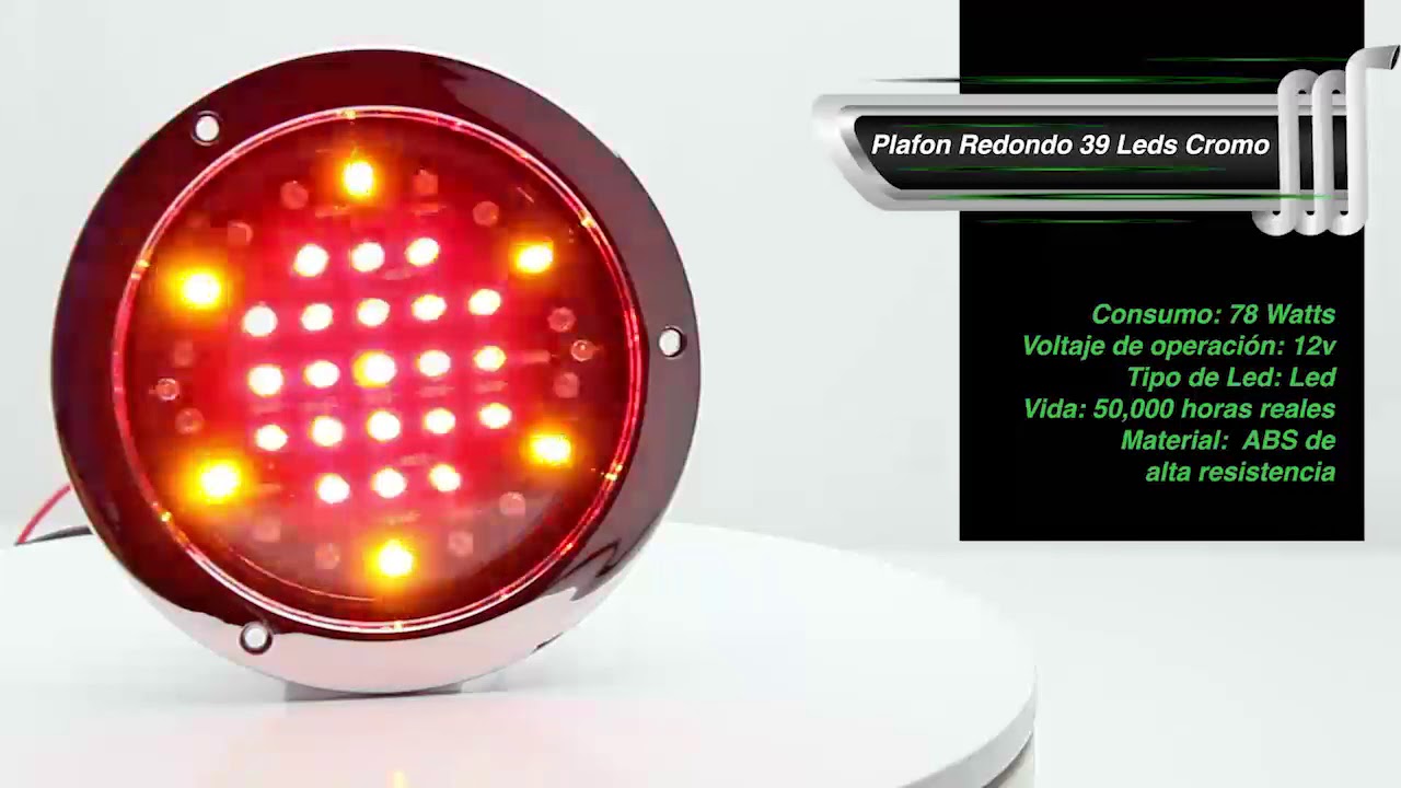 Plafon Redondo 39 Led Universal Cromo Stop Estrobo Camion - YouTube