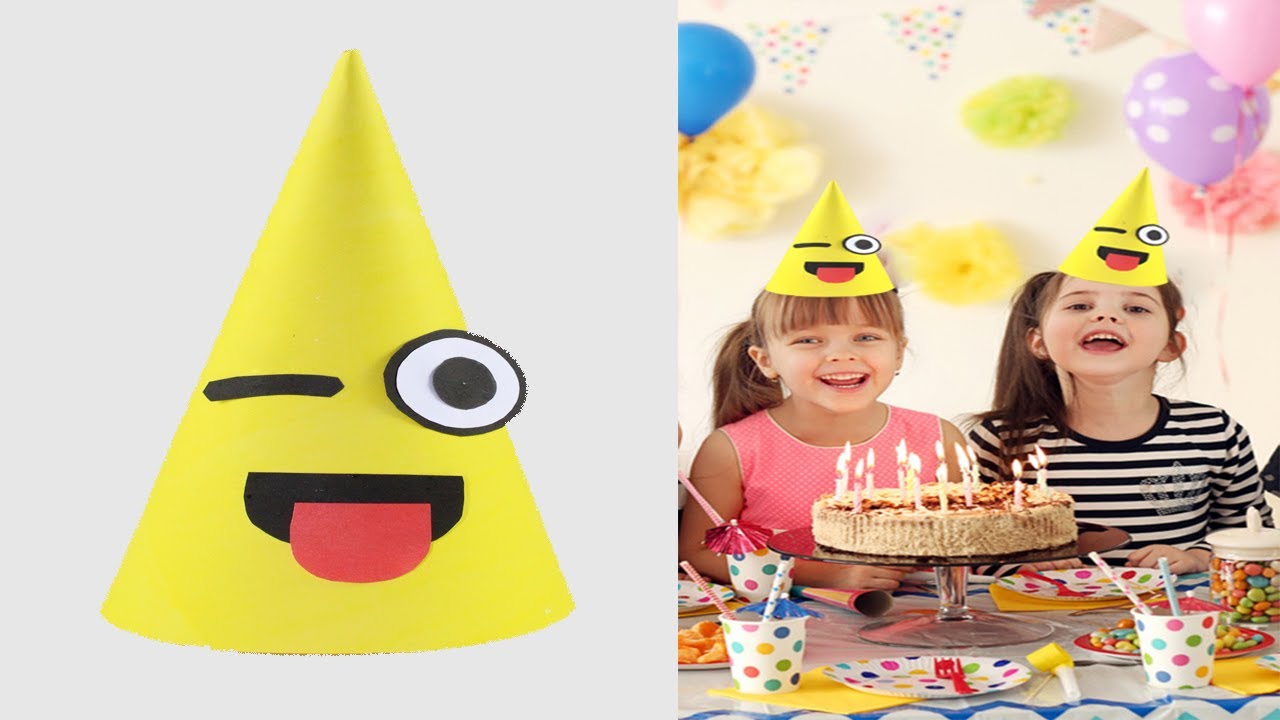 How To Make Birthday DIY Emoji Cap | Paper Birthday Cap | Funny Emoji ...