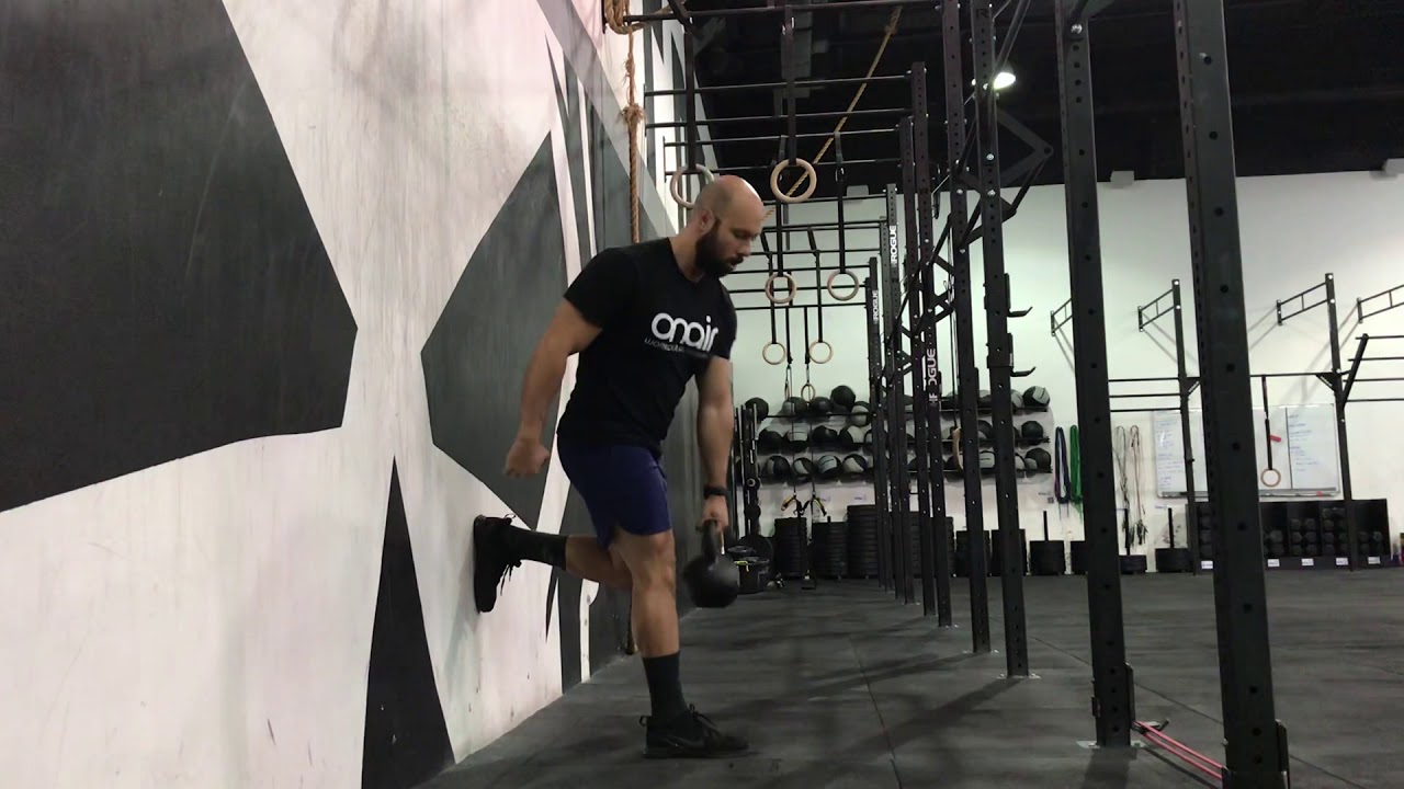 Functional Strength - Cross Body Single Leg Wall Kettlebell Deadlift ...