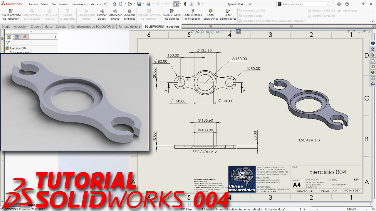 Tutorial Curso Básico Solidworks Principiantes Exercise 004 ...