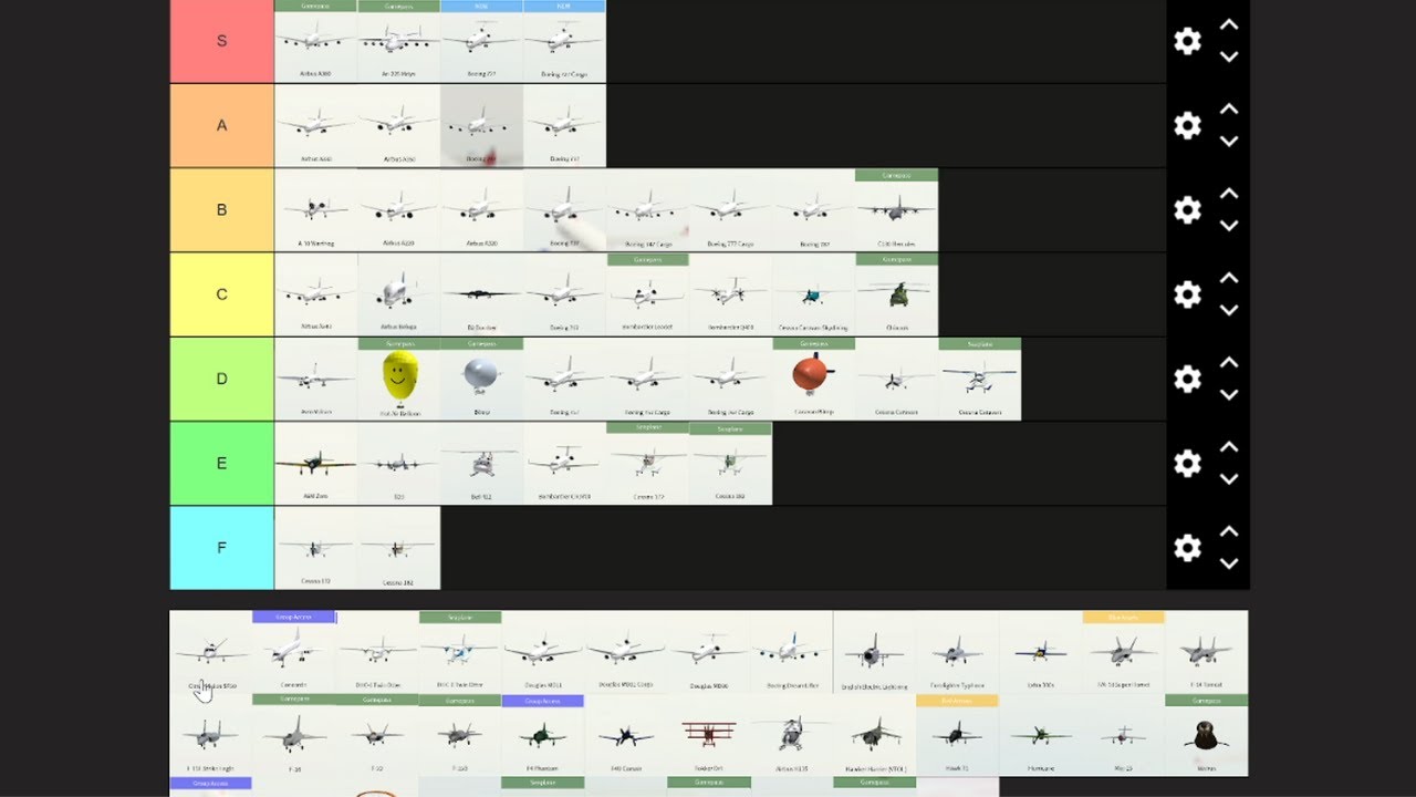 *ALL* Aircraft in PTFS tier list! | October 2023 (Part 2/2) - YouTube