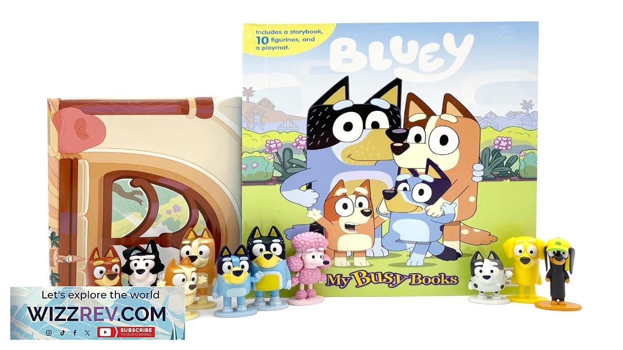 Bluey My Busy Books Storybook 10 figurines playmat Review - YouTube