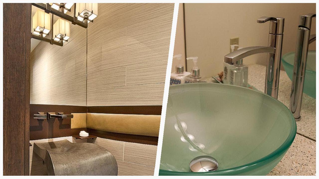 75 Powder Room With Concrete Countertops And Recycled Glass Countertops ...