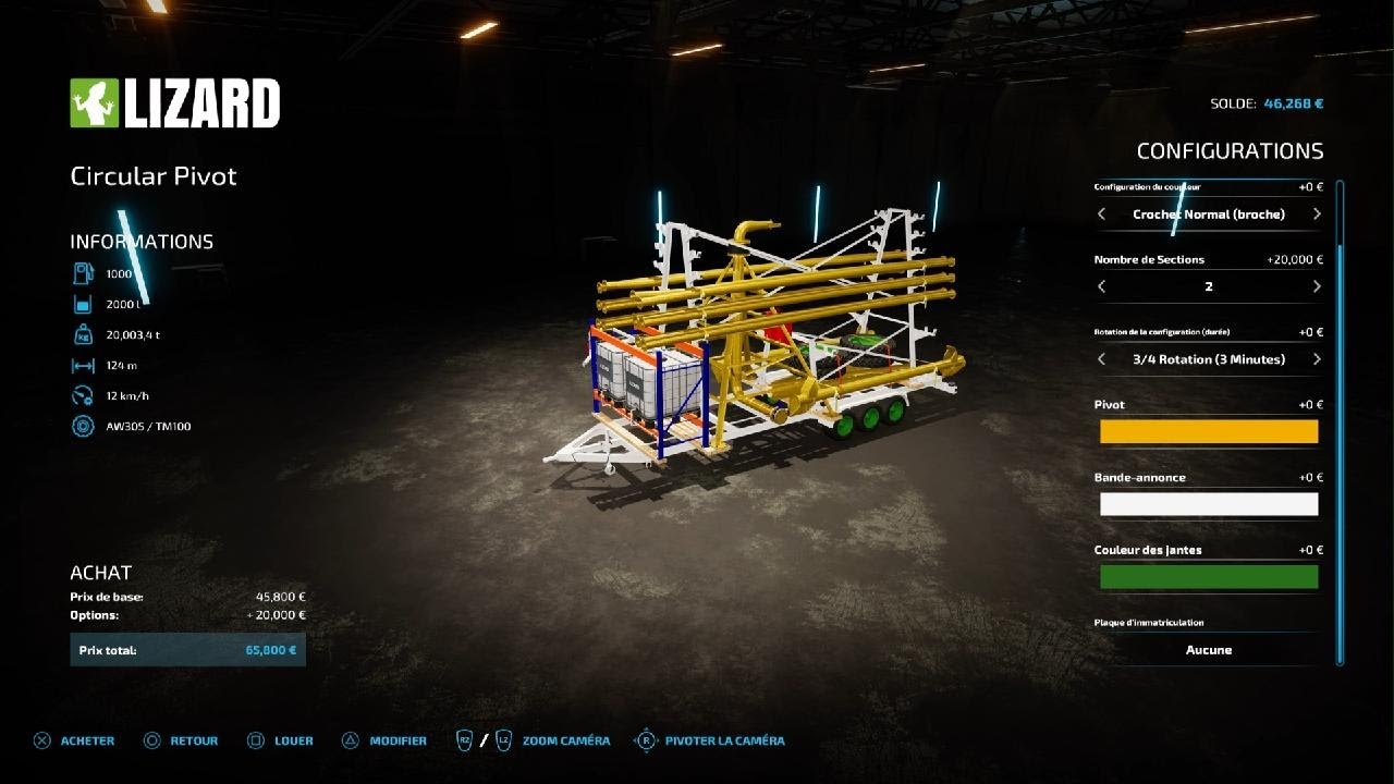 Fs22 nouveau MOD Lizar irrigation circulaire pivot - YouTube