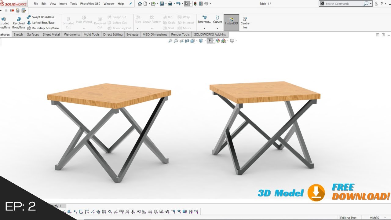 Solid works - Furniture Design | XY Coffee Table | EP02 - YouTube