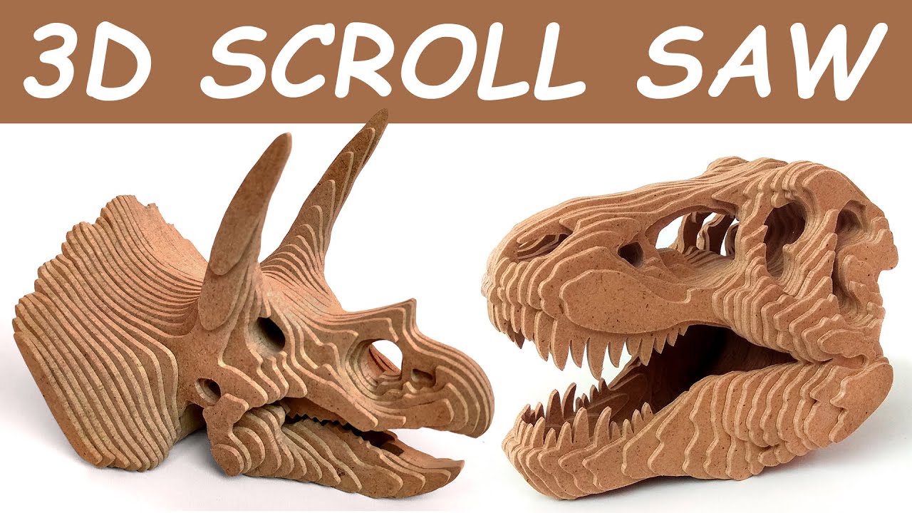 Dino skull - 3D scroll saw project - YouTube
