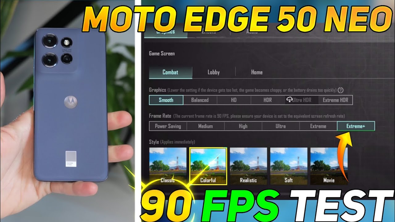 MOTOROLA EDGE 50 NEO BGMI 90 FPS TEST | MOTOROLA EDGE 50 NEO PUBG 90 ...